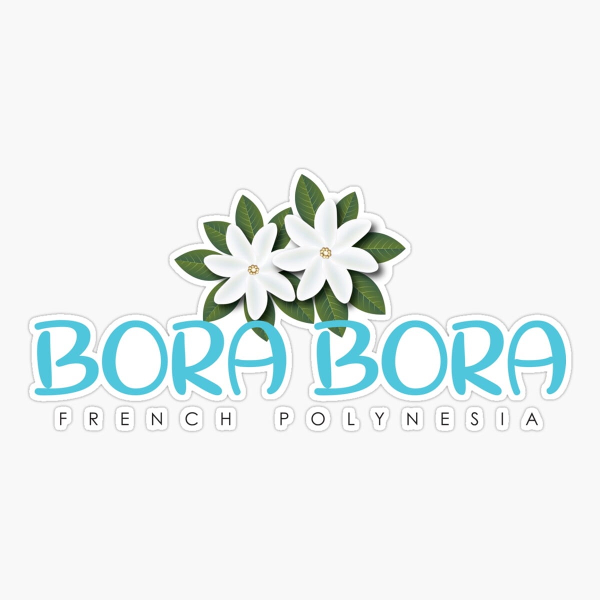 Stickly Bora Bora French Polynesia Tropical Tiare Flower Design Sticker ...