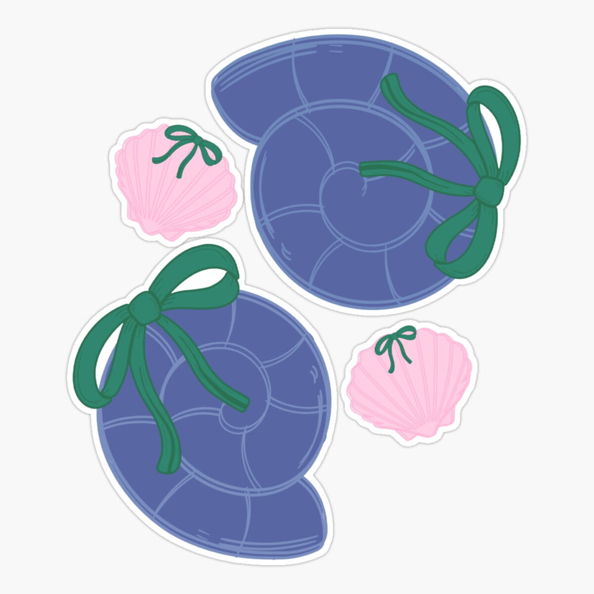 Stickly Bow Shells Sticker, Phone Decal Water Bottle Stickers Car ...