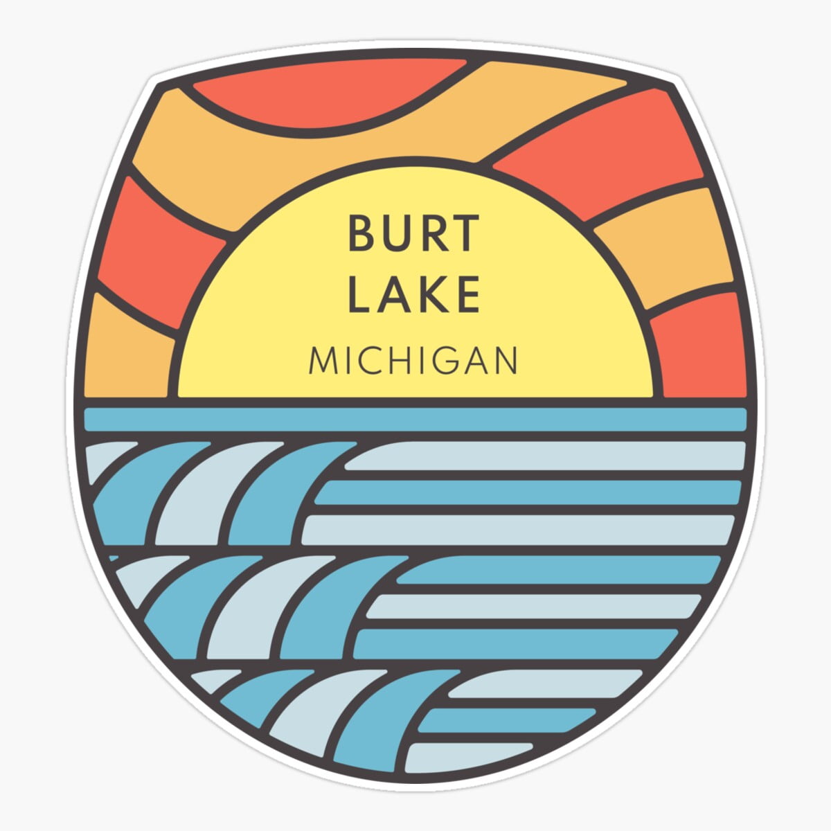 Stickly Burt Lake Michigan Mi Retro Water Sunrise And Sunset Sticker ...