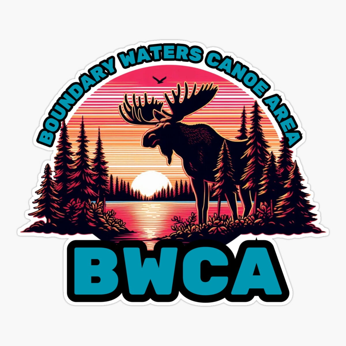 Stickly Bwca Moose Sunset – Boundary Waters Canoe Area Design Sticker ...