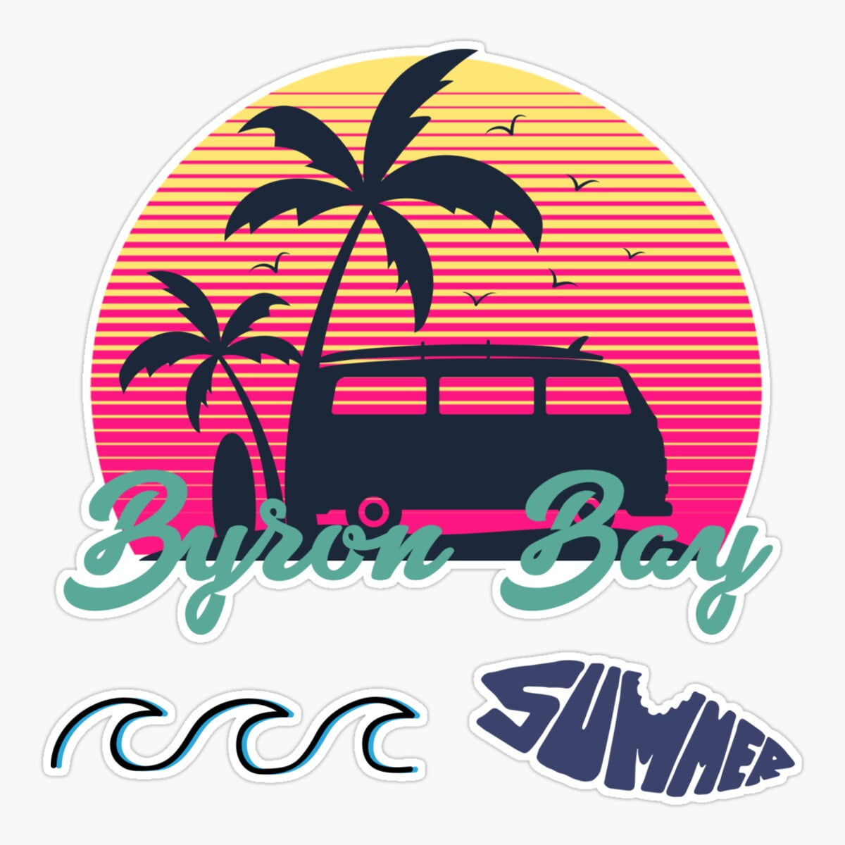 Stickly Byron Bay Australia Sunset Sticker, Phone Decal Water Bottle ...