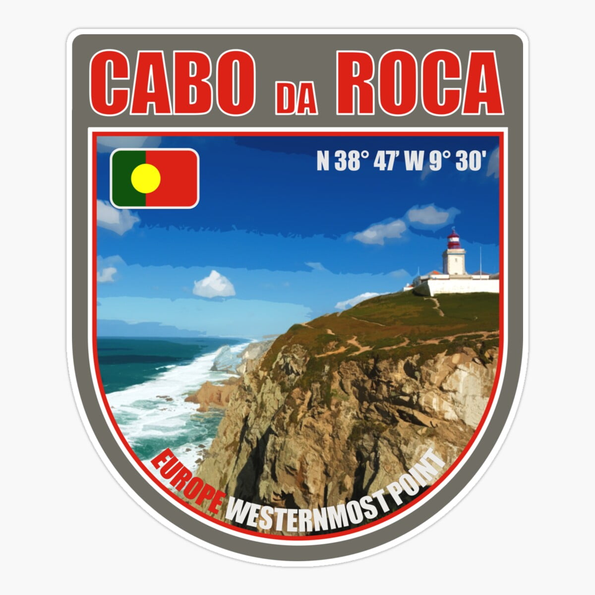 Stickly Cabo Da Roca Europe Westernmost Point Sticker, Phone Decal ...
