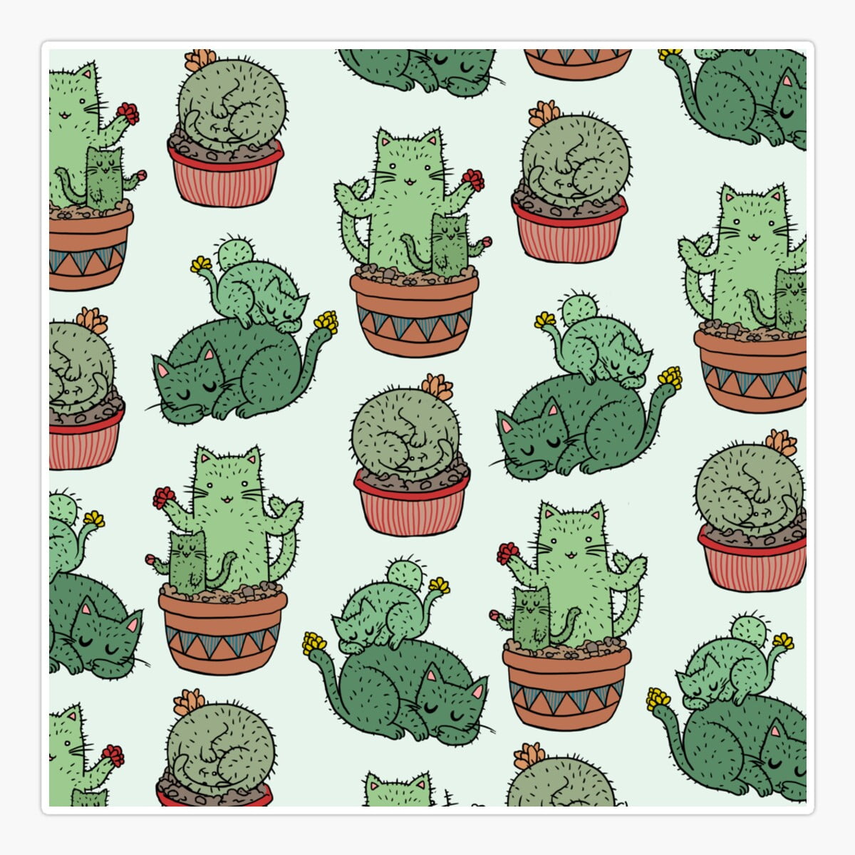 Stickly Cactus Cats Sticker, Phone Decal Water Bottle Stickers Car ...