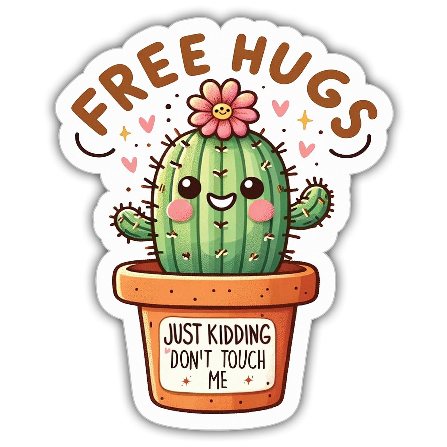 Stickly Cactus Stickers Funny Free Hugs Just Kidding Don't Touch Me ...
