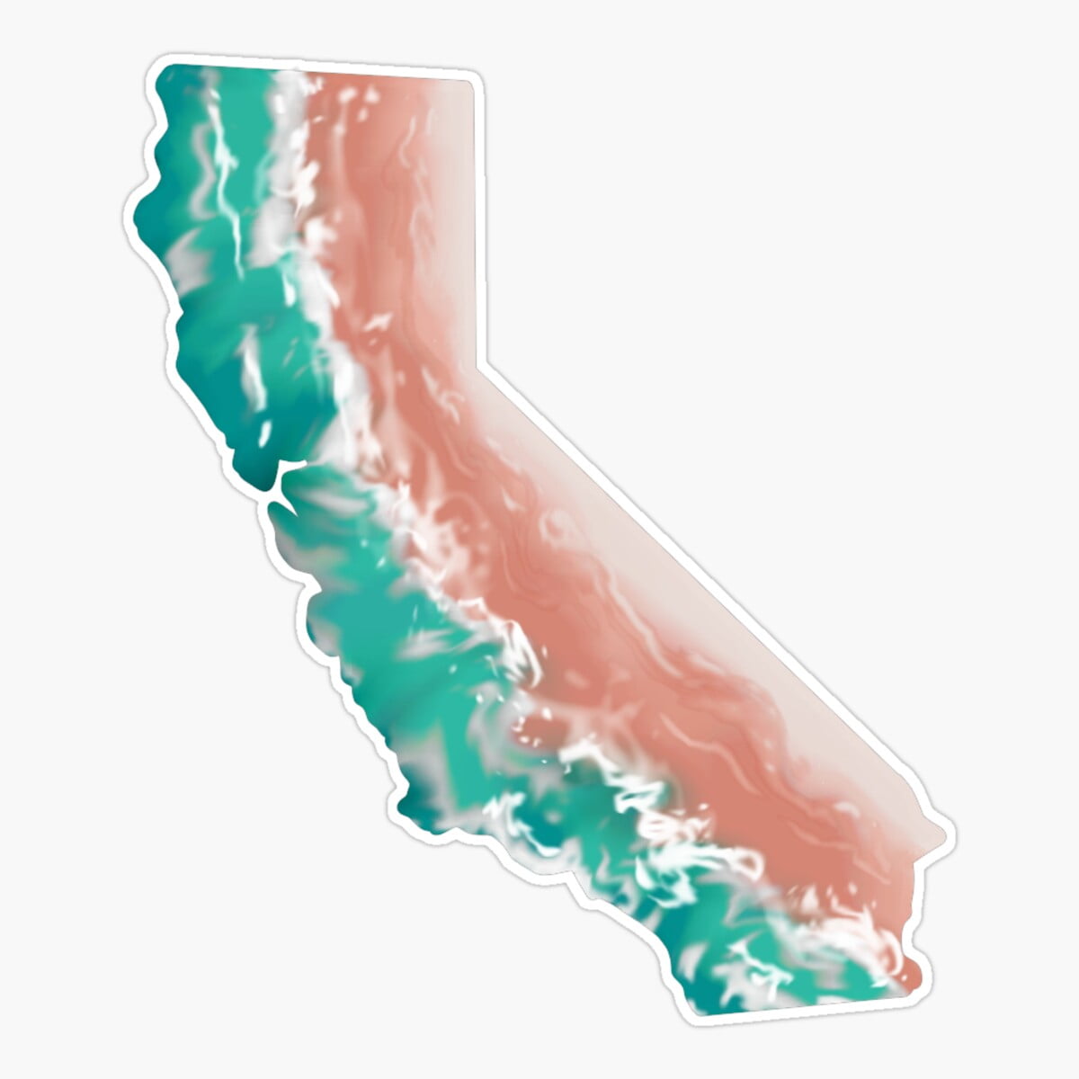 Stickly California Coast Sticker, Phone Decal Water Bottle Stickers Car ...