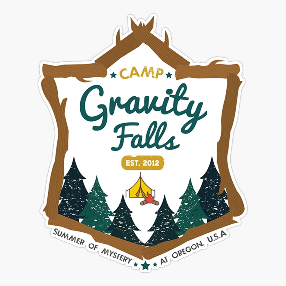 Stickly Camp Gravity Falls (Worn Look) Sticker, Phone Decal Water ...