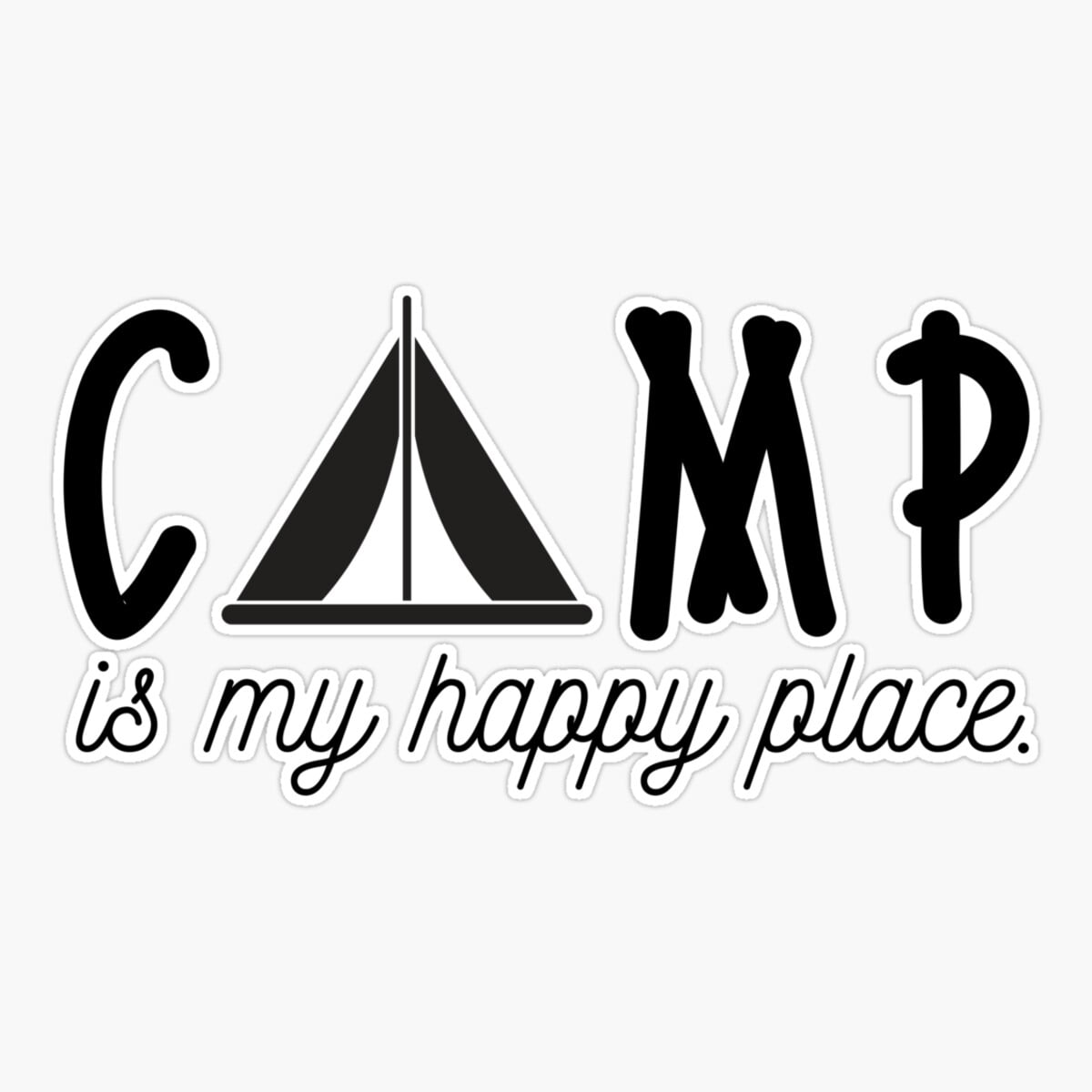 Stickly Camp Is My Happy Place Sticker, Phone Decal Water Bottle ...