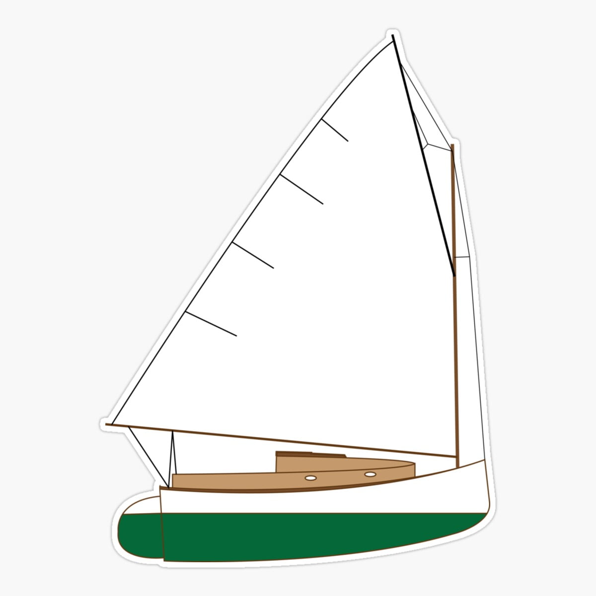 Stickly Cape Cod Catboat Sticker, Phone Decal Water Bottle Stickers Car ...