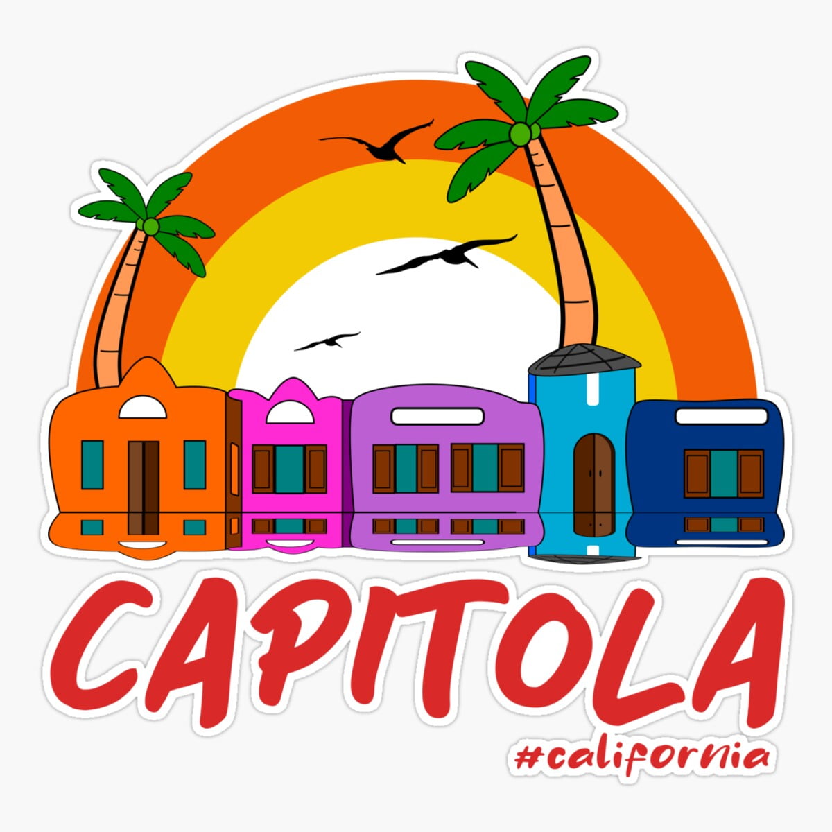 Stickly Capitola California Santa Cruz Beach Design Sticker, Phone ...