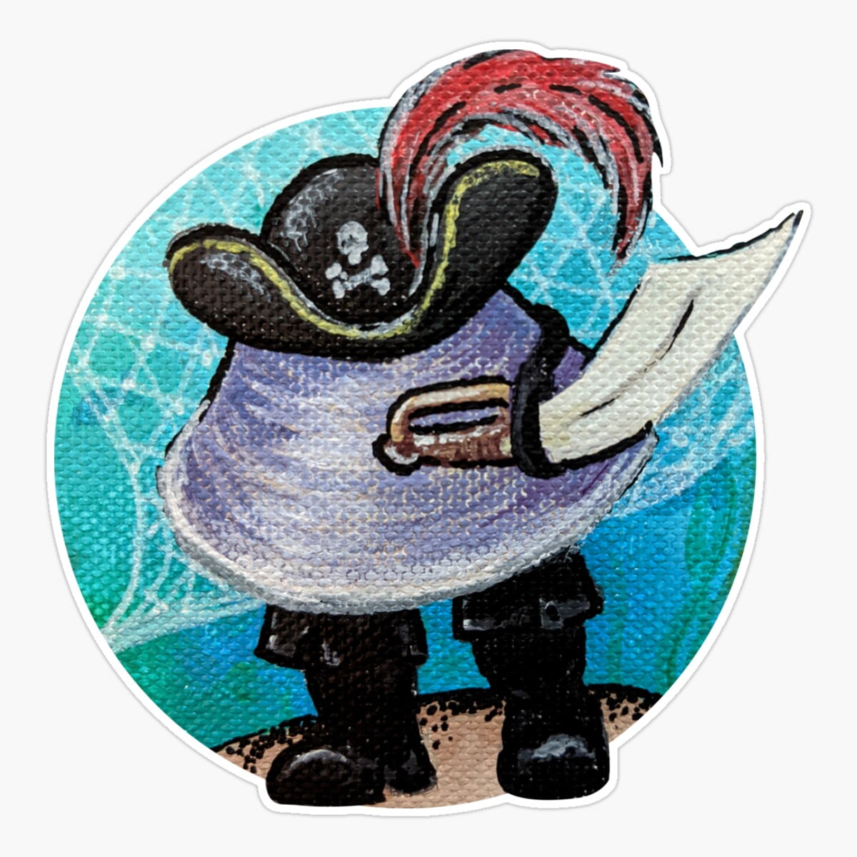 Stickly Captain Greyshell The Pirate Clam Sticker, Phone Decal Water ...
