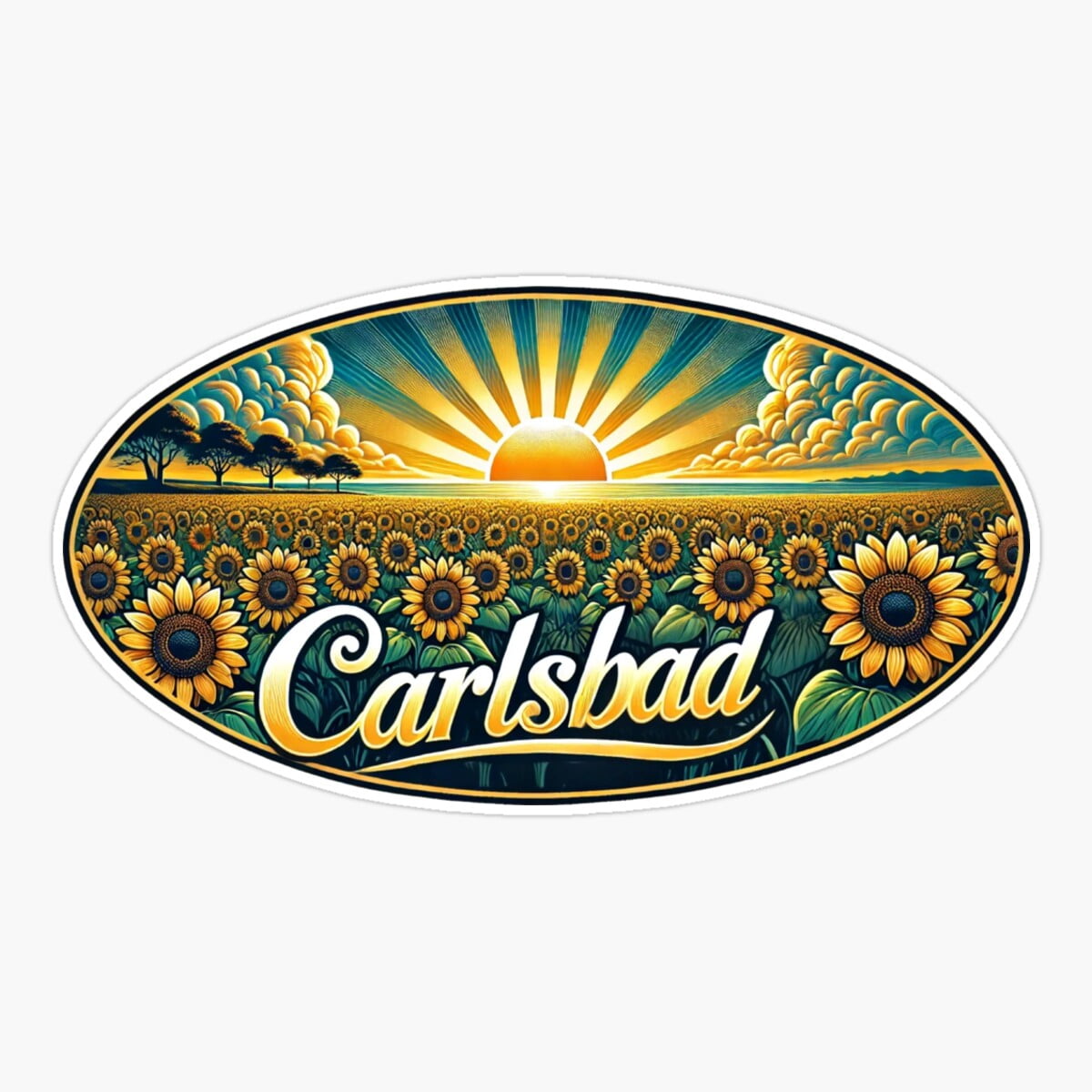 Stickly Carlsbad Sunflower Fields Sticker, Phone Decal Water Bottle ...