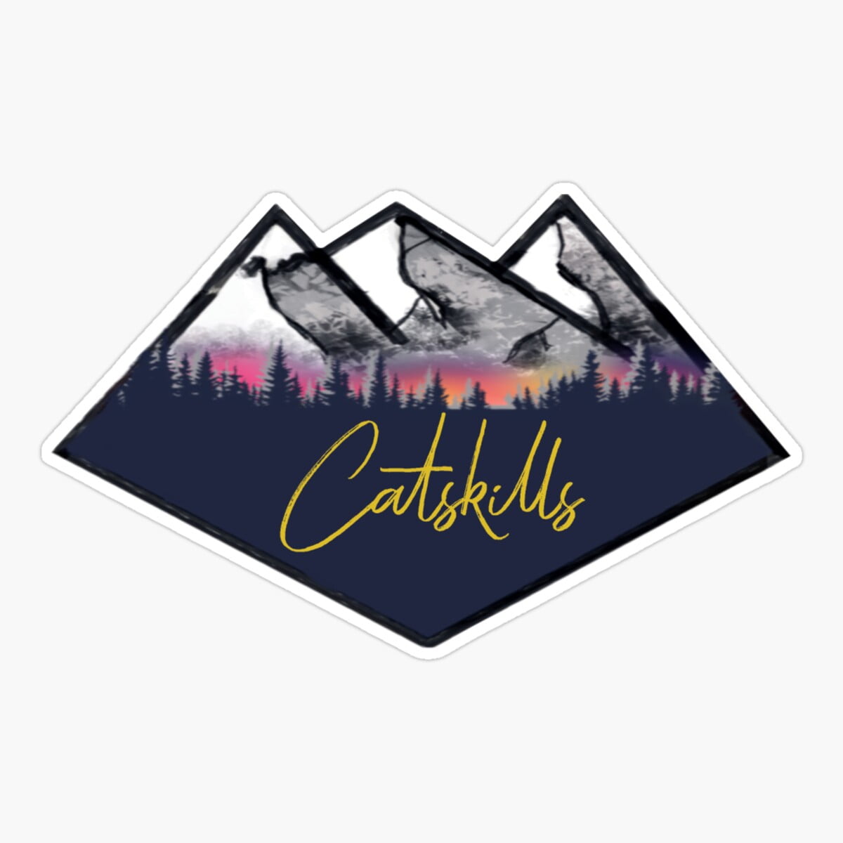 Stickly Catskill Mountains Sticker, Phone Decal Water Bottle Stickers ...