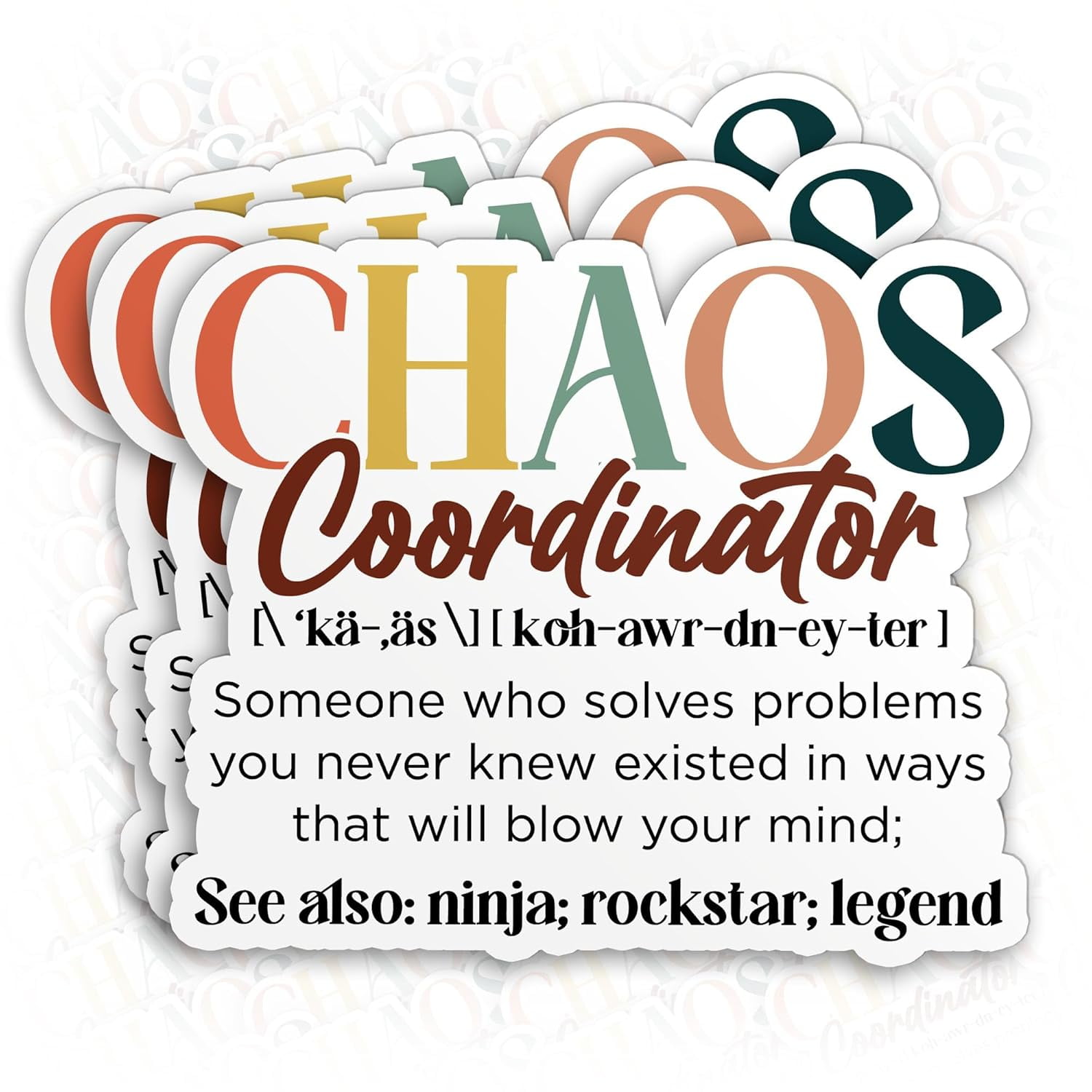 Stickly Chaos Coordinator Sticker Back to School Funny Humor ...