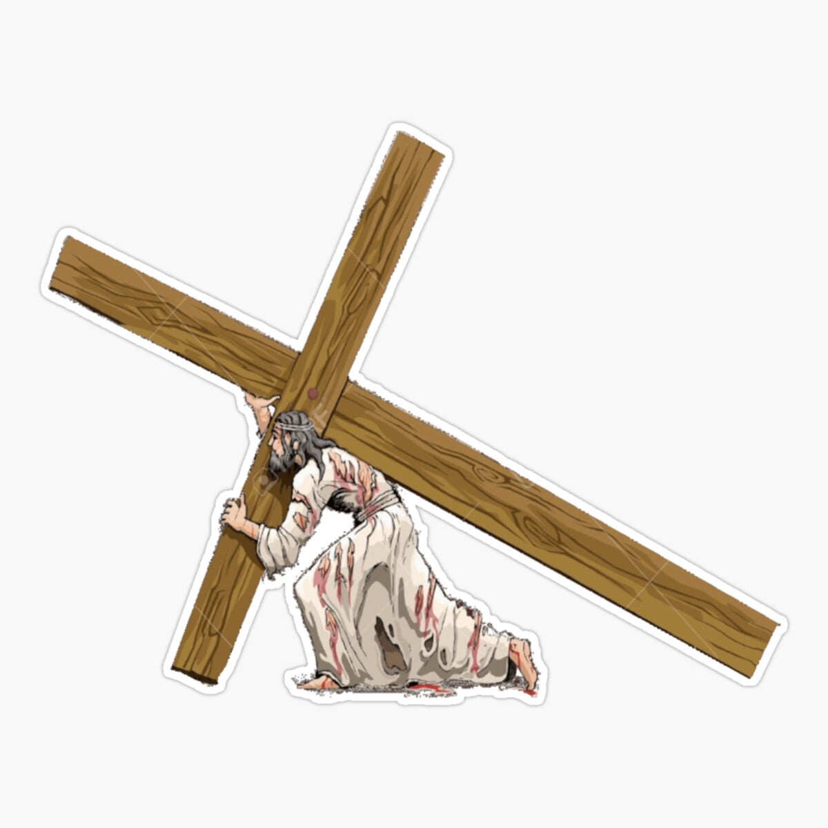 Stickly Christ Carrying The Cross Sacrifice Sticker, Phone Decal Water ...