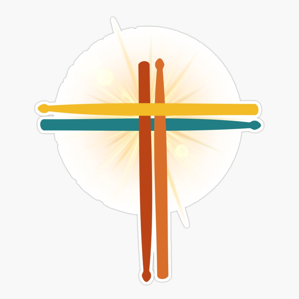 Stickly Christian Cross Drummer - Faith & Percussion Crucifix Sticker ...