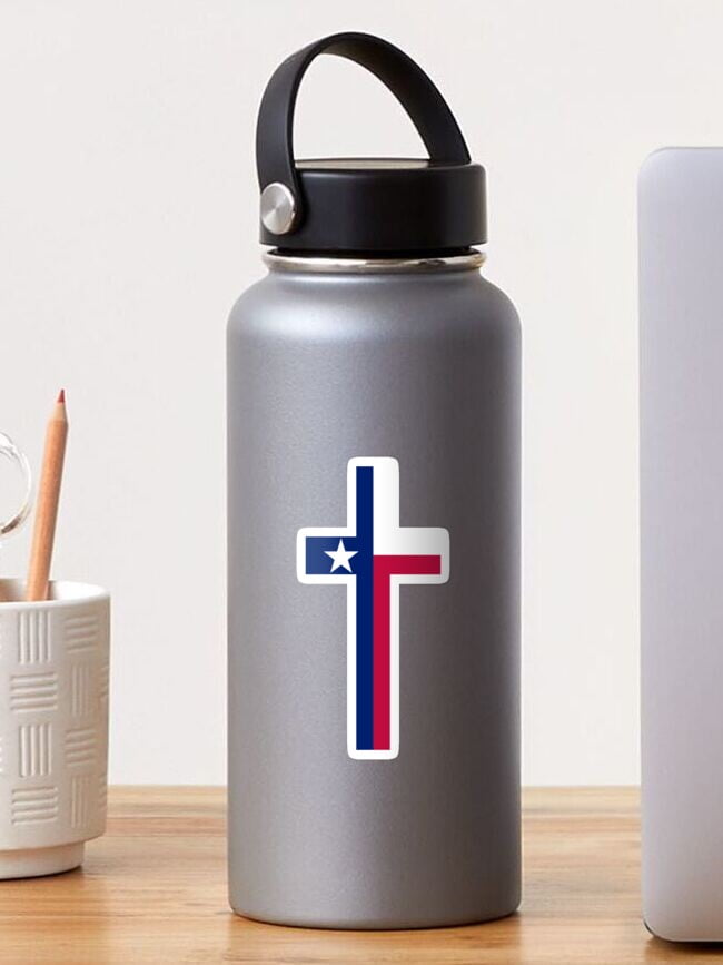 Stickly Christian Cross Texas Flag Sticker, Phone Decal Water Bottle ...