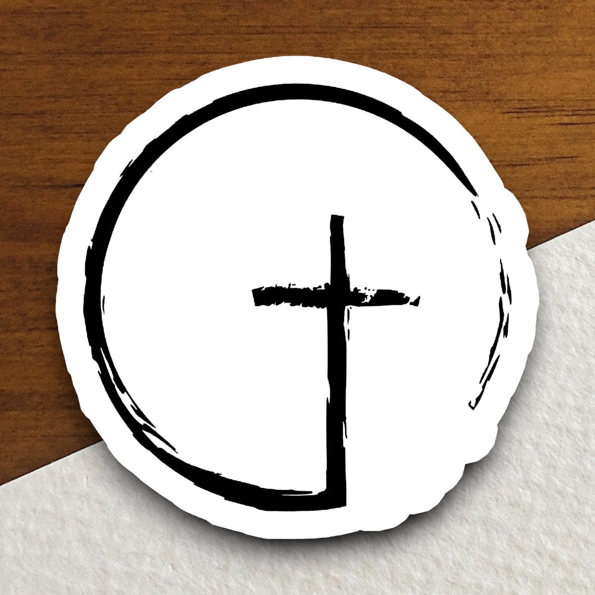 Stickly Church Cross In Circle Sticker, Church Sticker, Cross Sticker ...