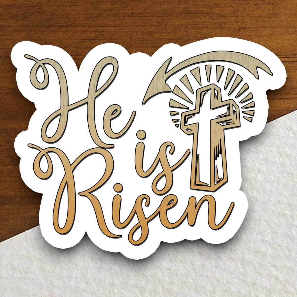 Stickly Church Cross With He Is Risen Sticker, Easter Sticker ...