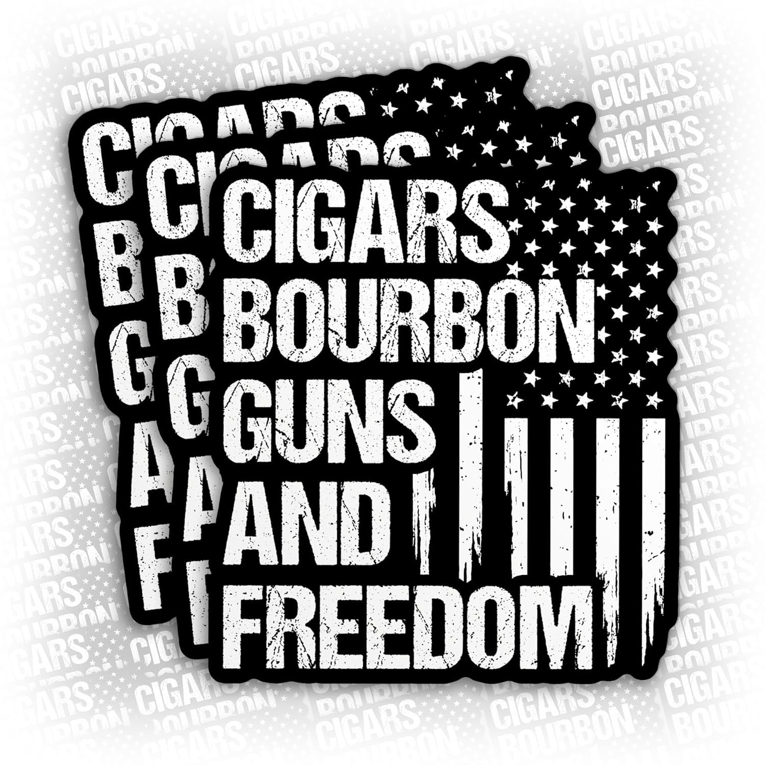 Stickly Cigars Bourbon s and Freedom Sticker American Flag Cigars Lover ...