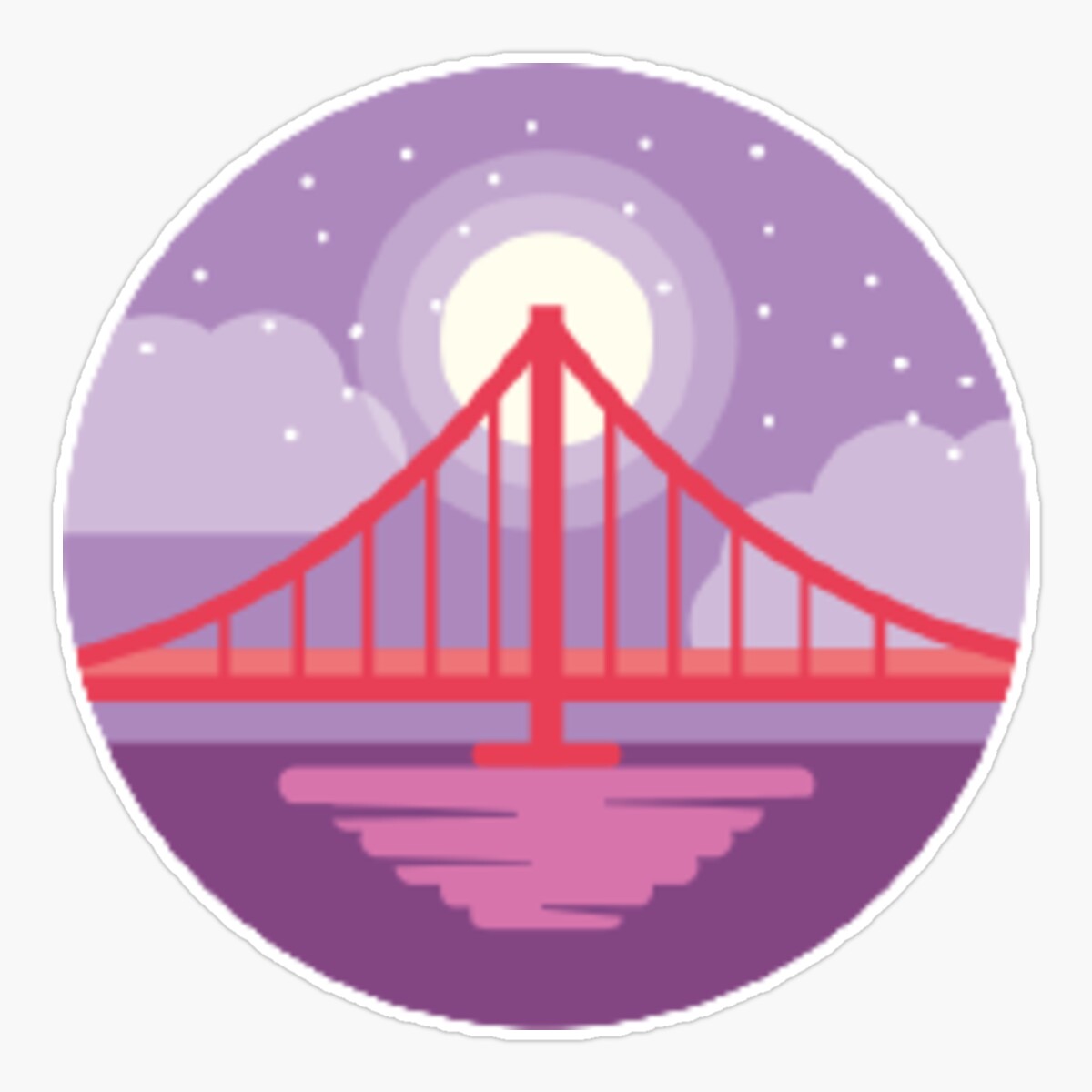 Stickly Circular Night Bridge Sticker, Phone Decal Water Bottle ...