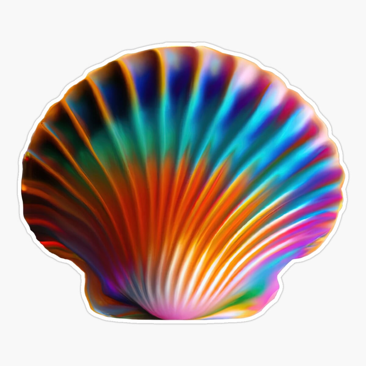 Stickly Clam Shell In Rainbow Color Sticker, Phone Decal Water Bottle ...