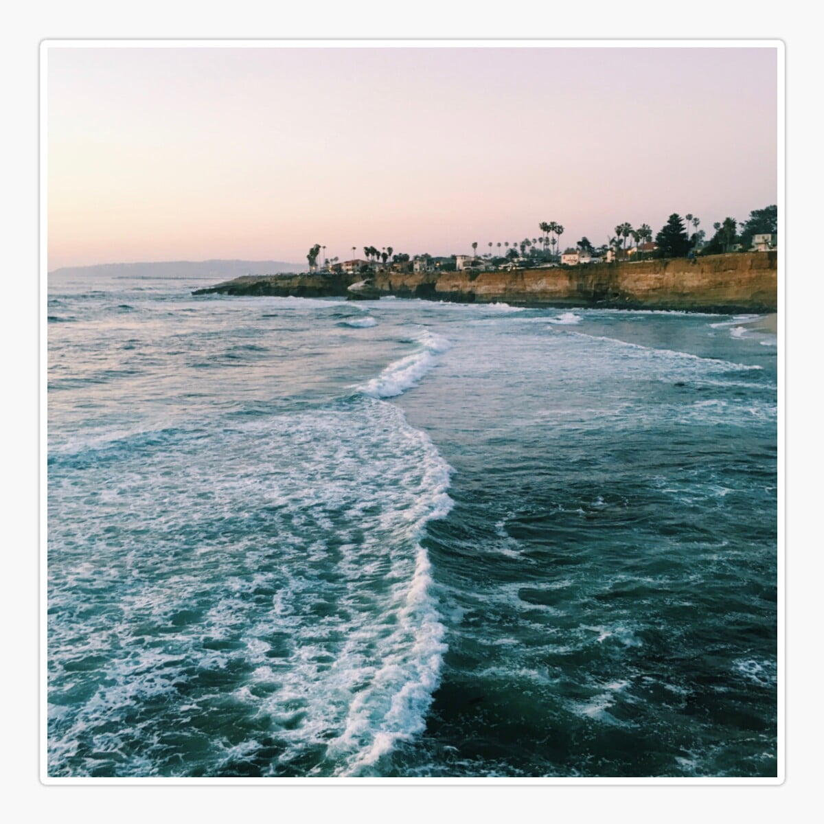 Stickly Cliffside Blue Ocean Wave Views Sticker, Phone Decal Water ...