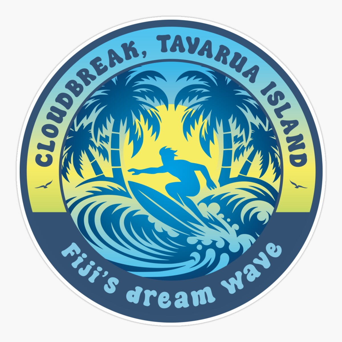 Stickly Cloudbreak Tavarua Island Fiji Surfing Design Sticker, Phone Decal Water Bottle Stickers ...