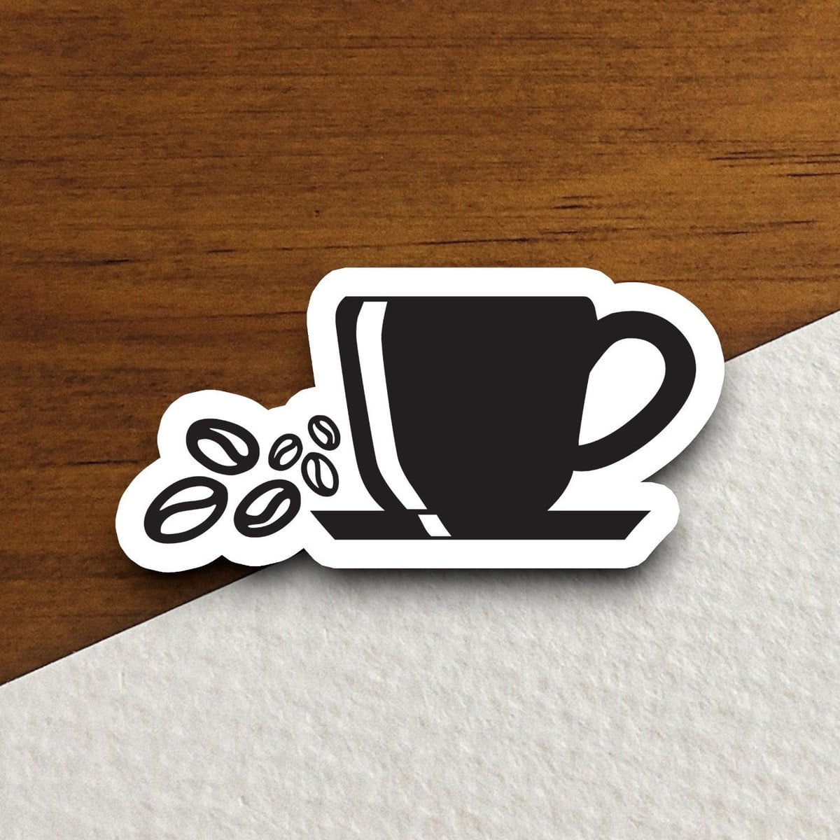 Stickly Coffee Cup And Coffee Beans Sticker, Funny Stickers, Coffee ...