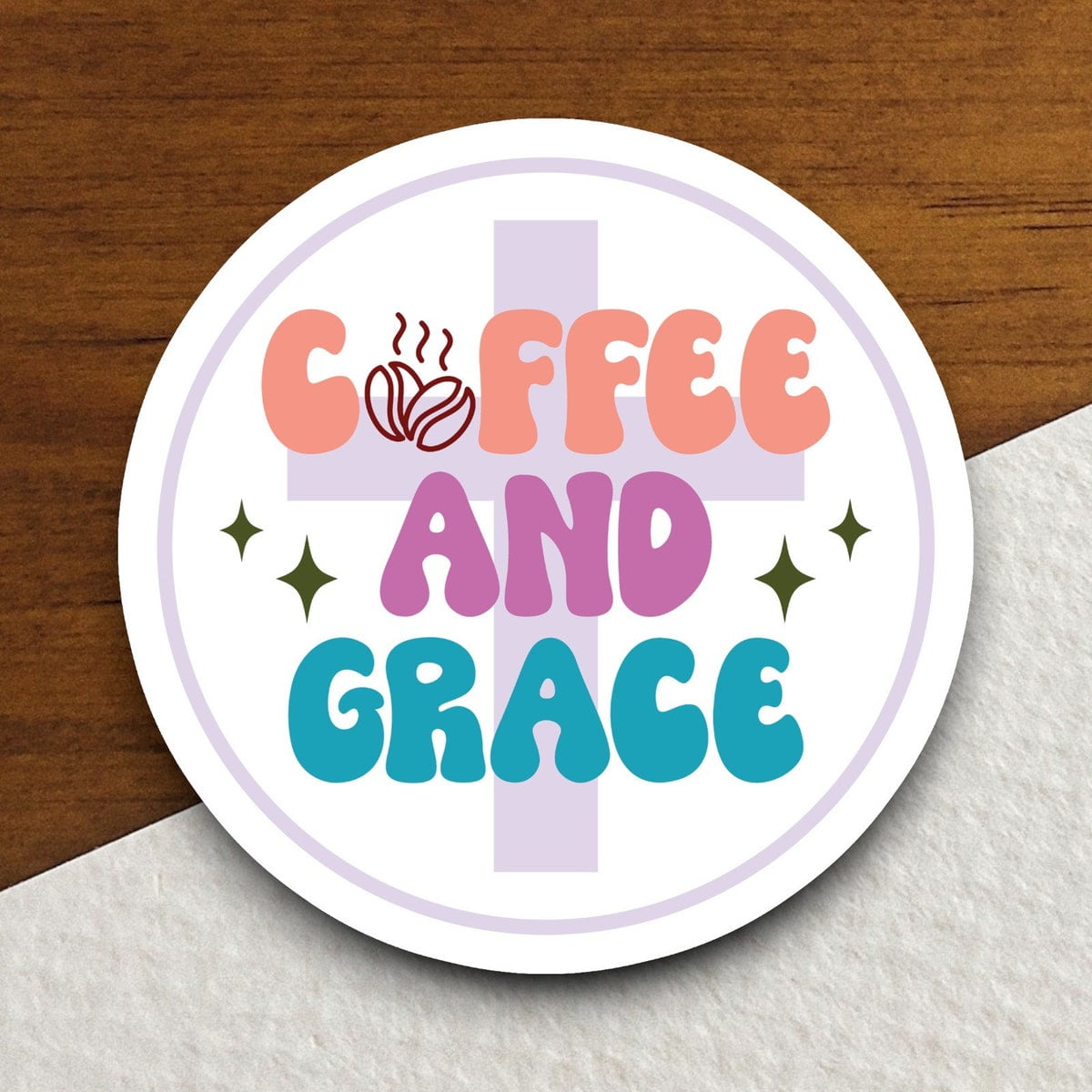 Stickly Coffee And Grace Sticker, Coffee Sticker, Religious Sticker ...