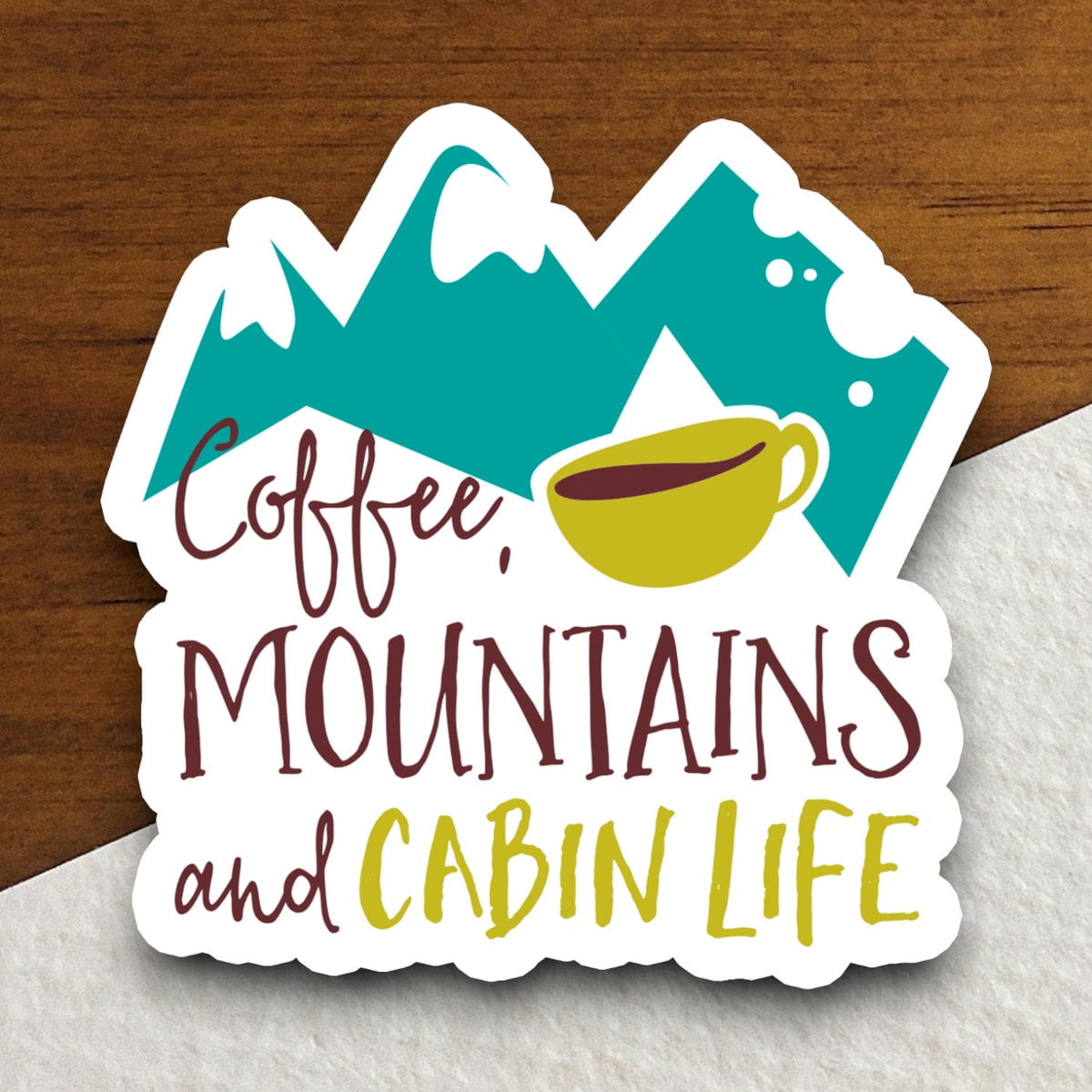 Stickly Coffee Mountains And Cabin Life Sticker, Coffee Sticker ...