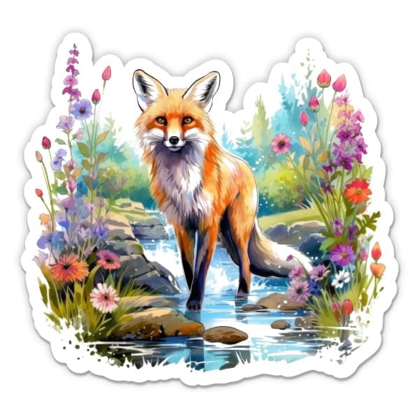 Stickly Colorful Fox Sticker Laptop Sticker Vinyl for Car, Phone, Water ...
