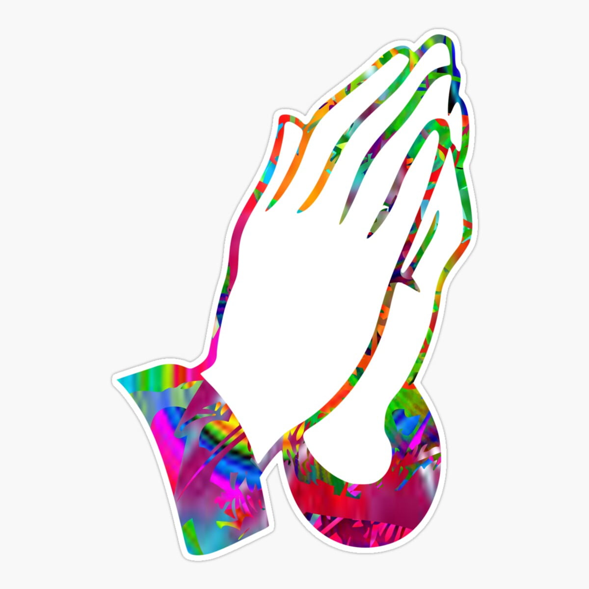Stickly Colorful Prayer Works Praying Hands Sticker, Phone Decal Water ...