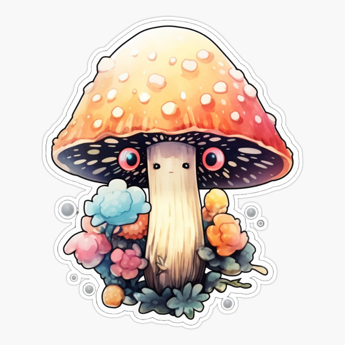 Stickly Colourful Manga Mushroom | Green Drawing | Happy Cute Nature ...