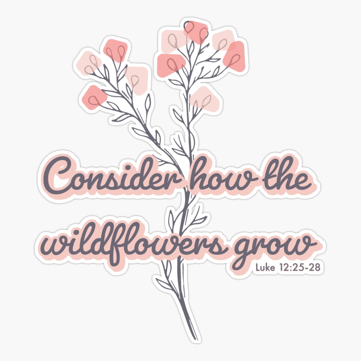 Stickly Consider How The Wildflower Grow Bible Verse V2 Sticker, Phone ...