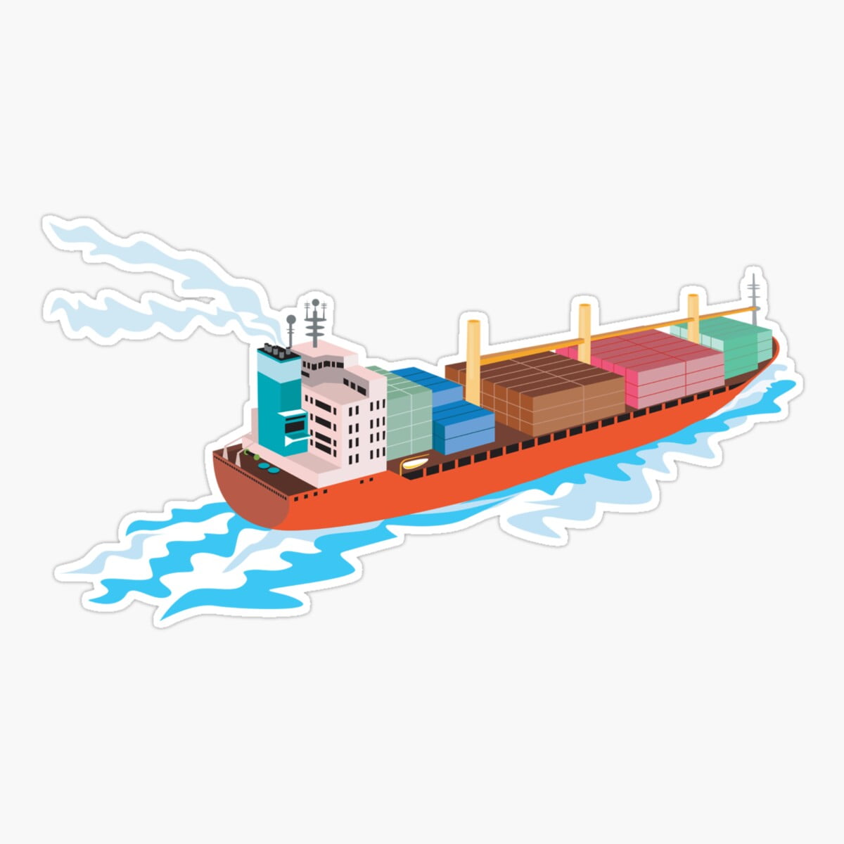 Stickly Container Ship Cargo Boat Retro Sticker, Phone Decal Water ...
