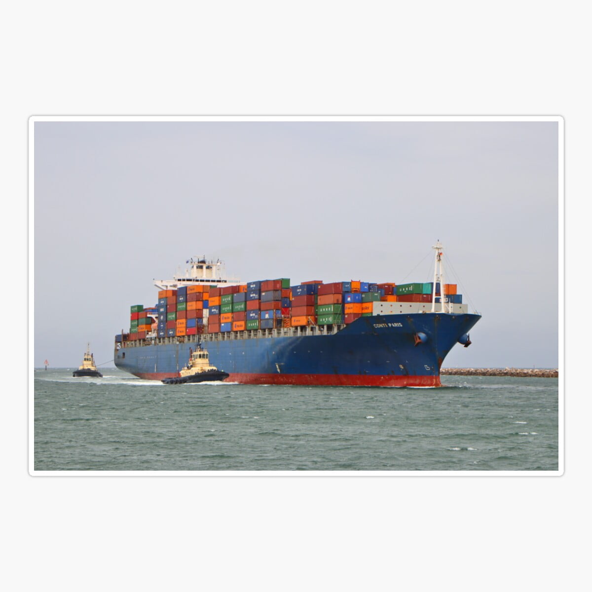 Stickly Container Ship Conti Paris And Tugs Sticker, Phone Decal Water ...