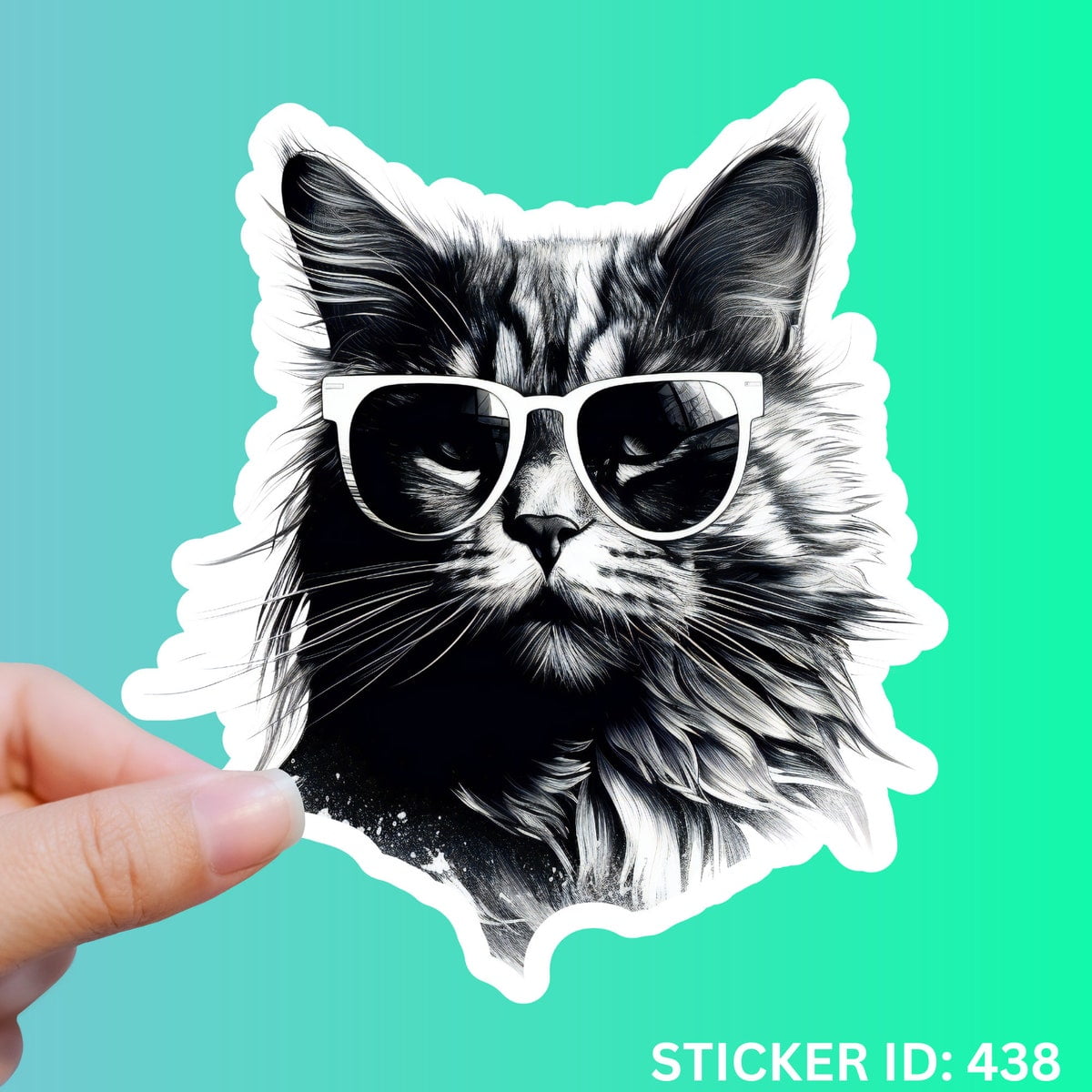 Stickly Cool Cat Sticker Grey Cat Silly Cat Sticker Laptop Sticker ...