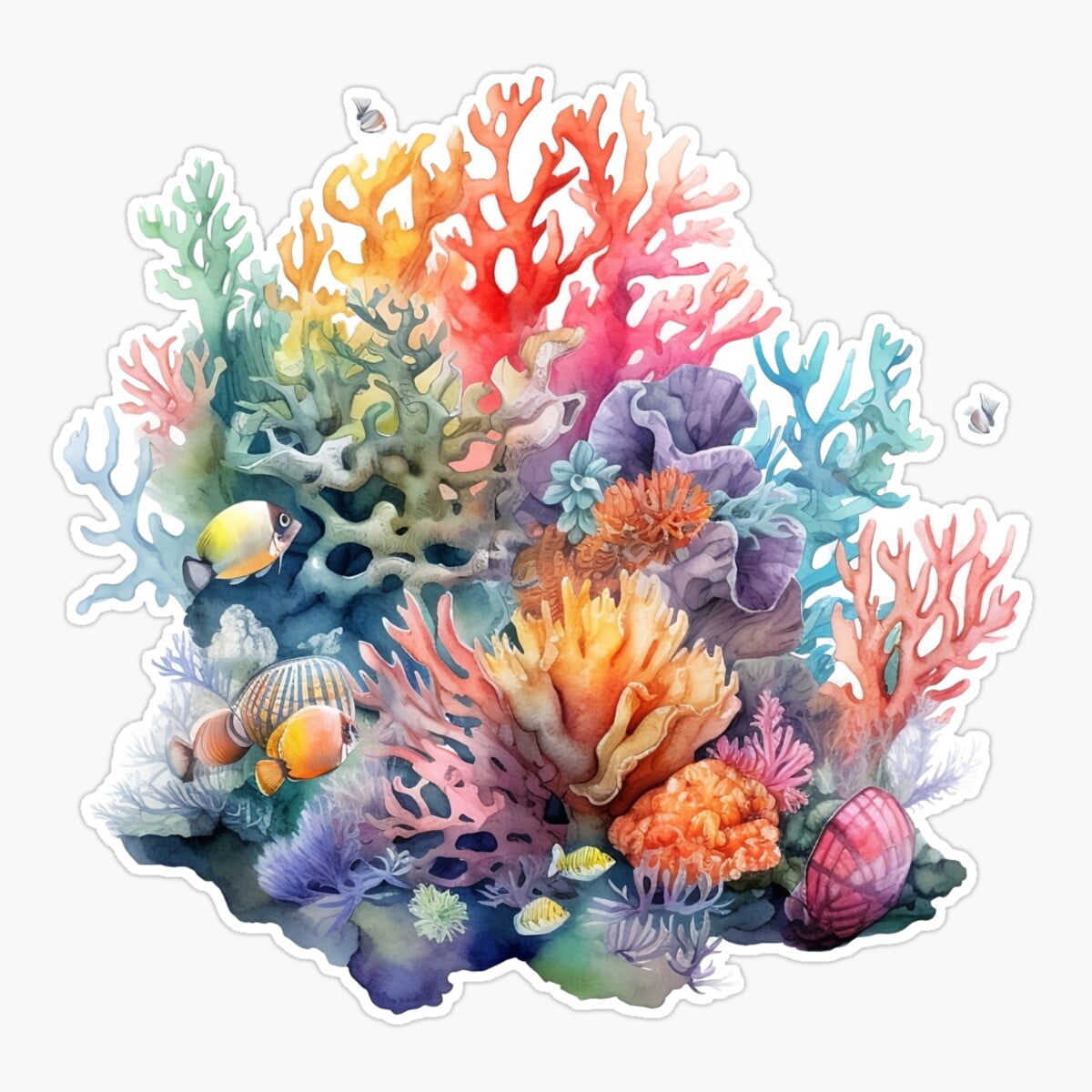 Stickly Coral Reewatercolor | Colorful Ree| Underwater Scene | The ...