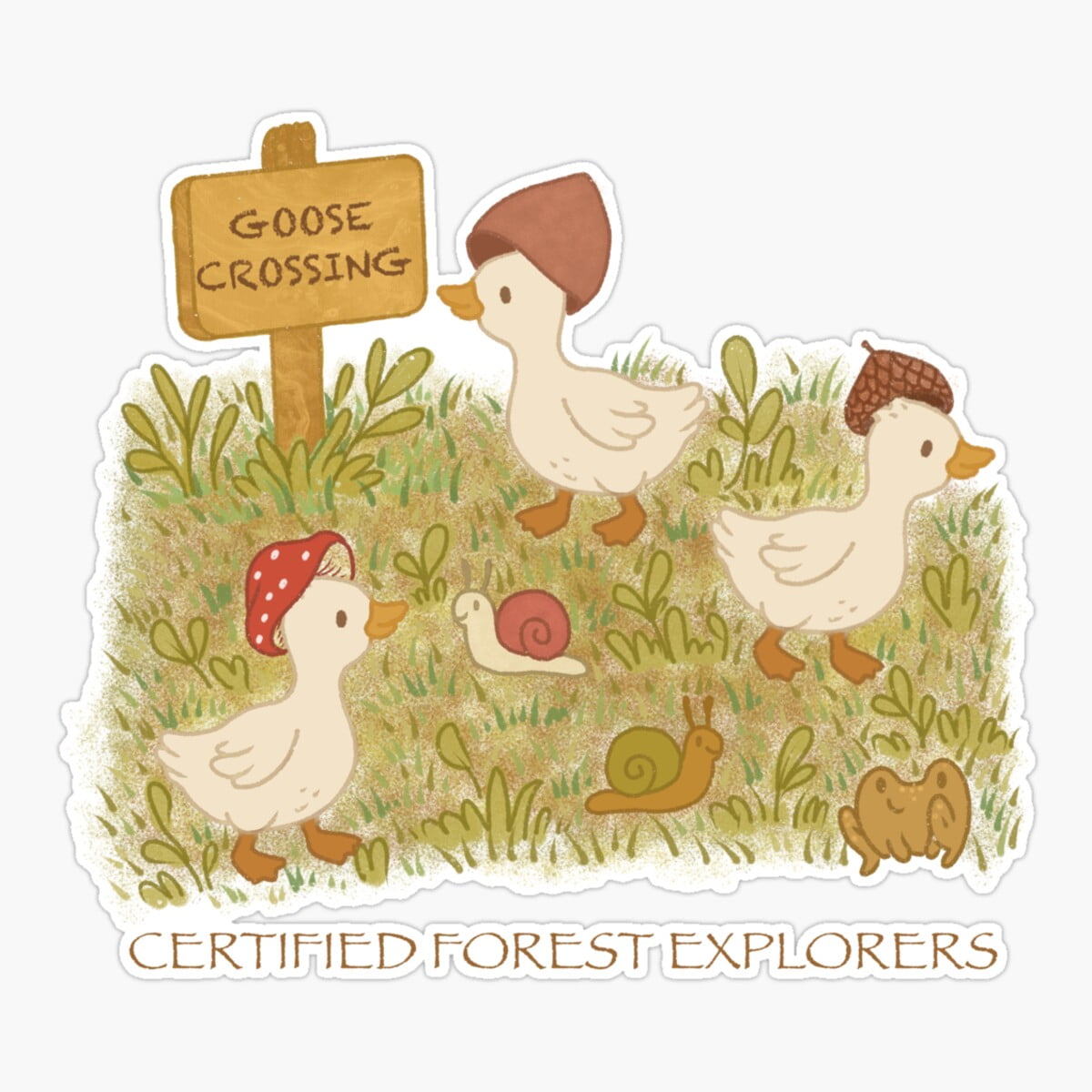 Stickly Cottage Core Goose Sticker- Certified Forest Explorers- Cute ...