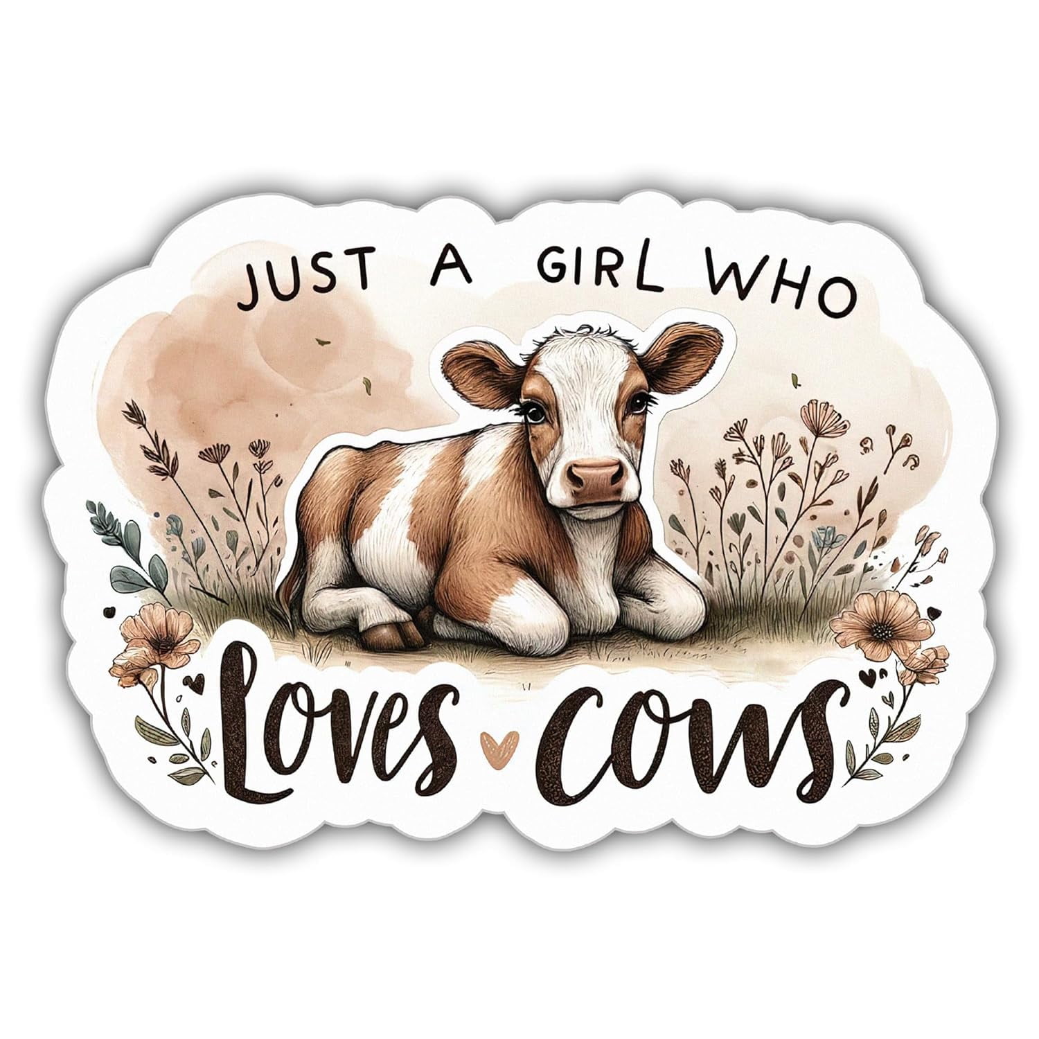 Stickly Cows Stickers Cow Lover Just A Girl Who Loves Cows Cool Vinyl ...