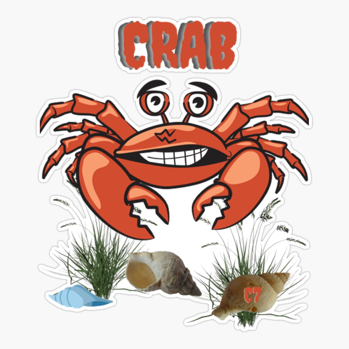 Stickly Crab Sticker, Phone Decal Water Bottle Stickers Car Decals ...