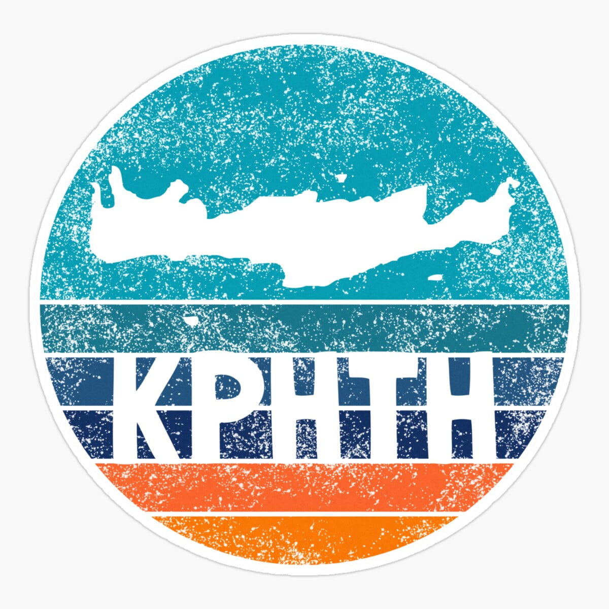 Stickly Crete Map On Distressed Sunset - Greek Fonts Sticker, Phone ...