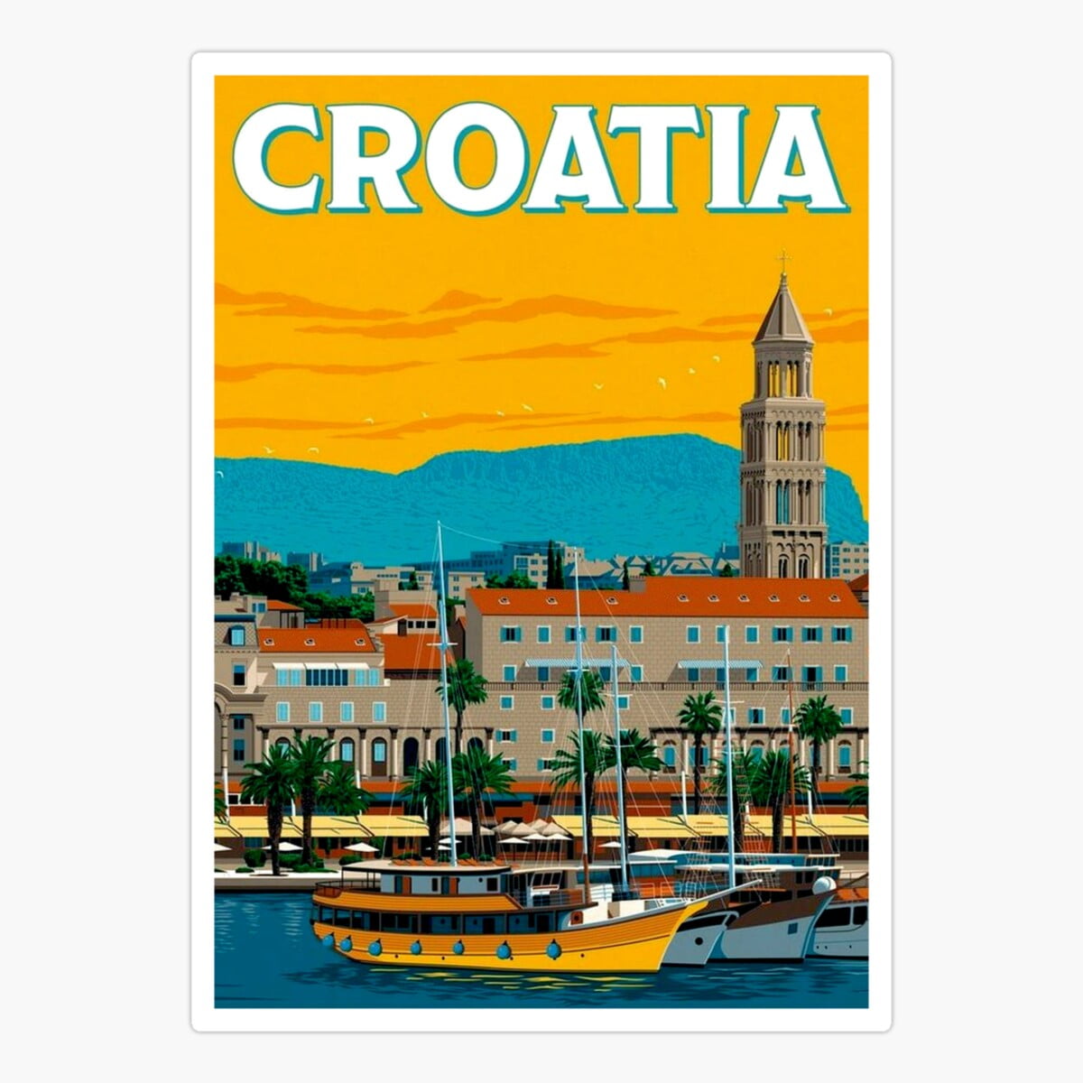 Stickly Croatia : Vintage Travel Advertising Print Sticker, Phone Decal ...