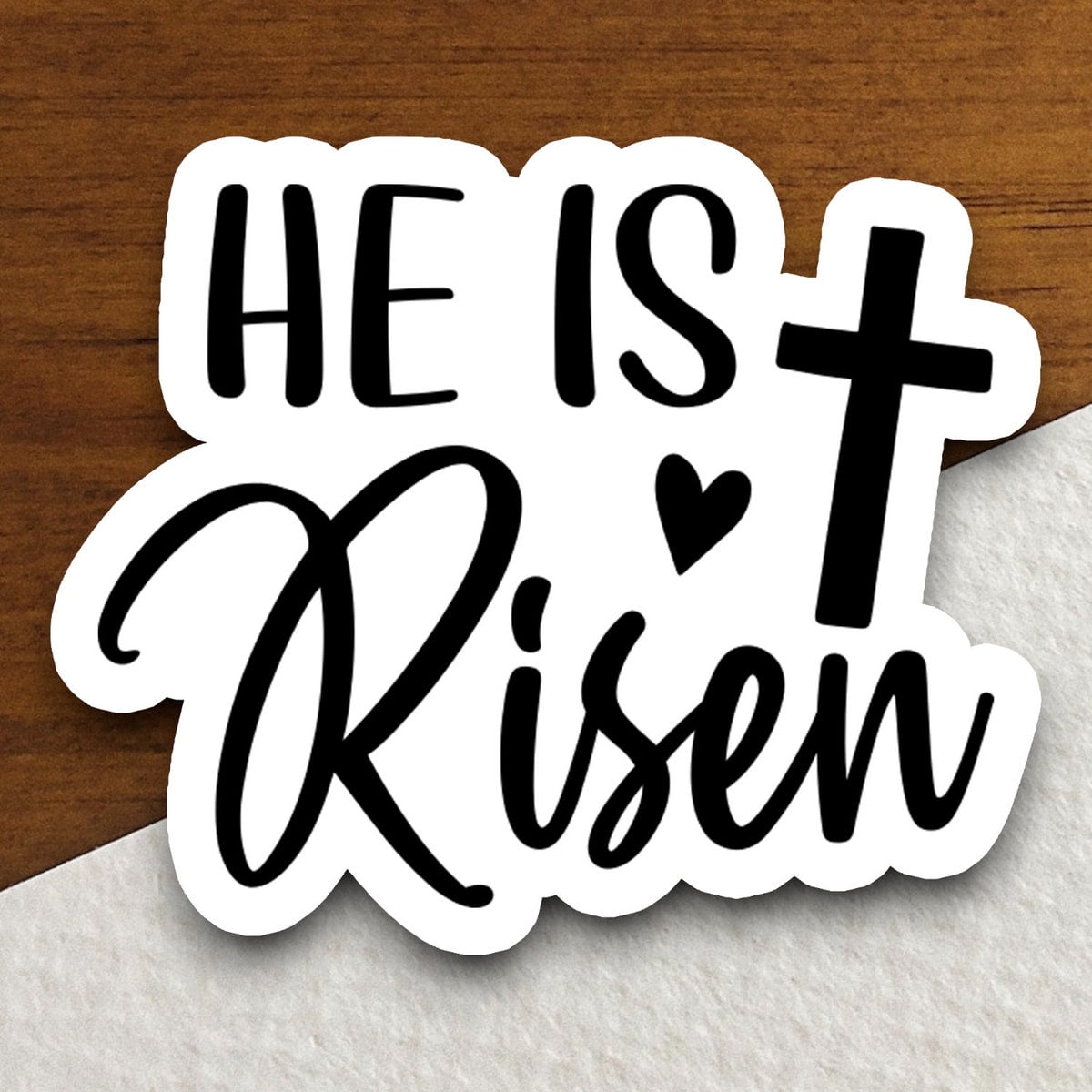 Stickly Cross And Heart With He Is Risen Sticker, Easter Sticker ...