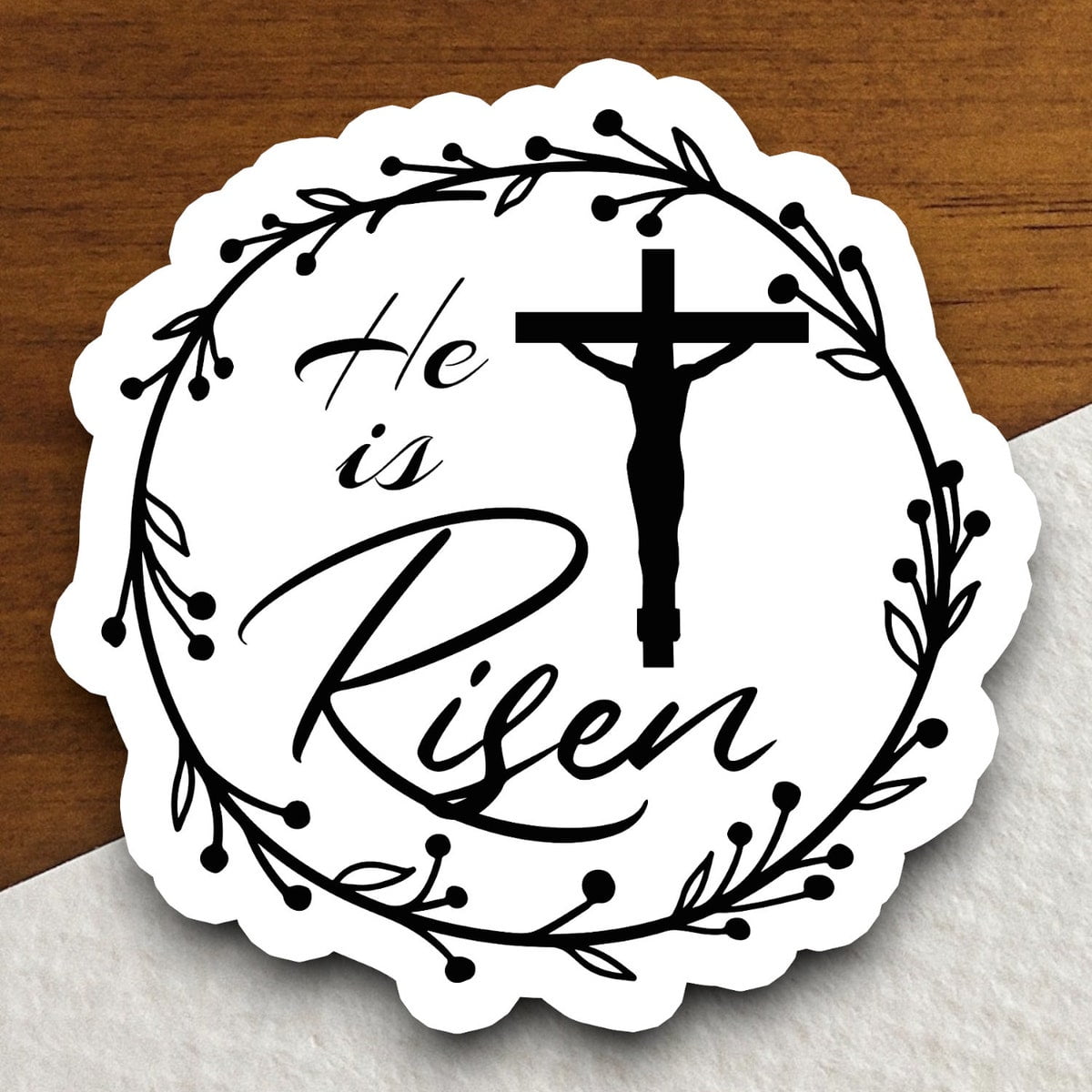 Stickly On The Cross With He Is Risen Sticker, Easter Sticker ...