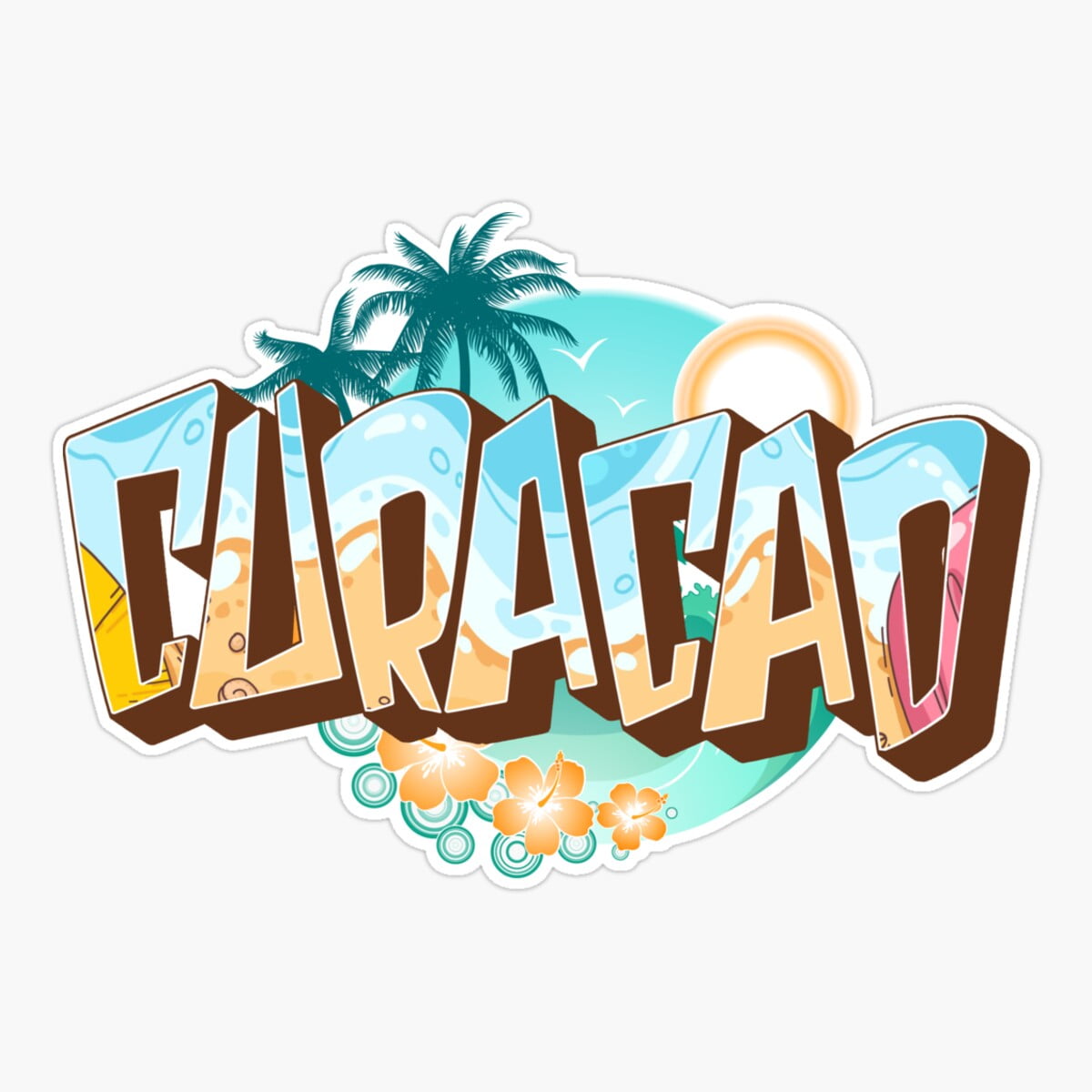 Stickly Curacao 3D Text Sticker, Phone Decal Water Bottle Stickers Car ...