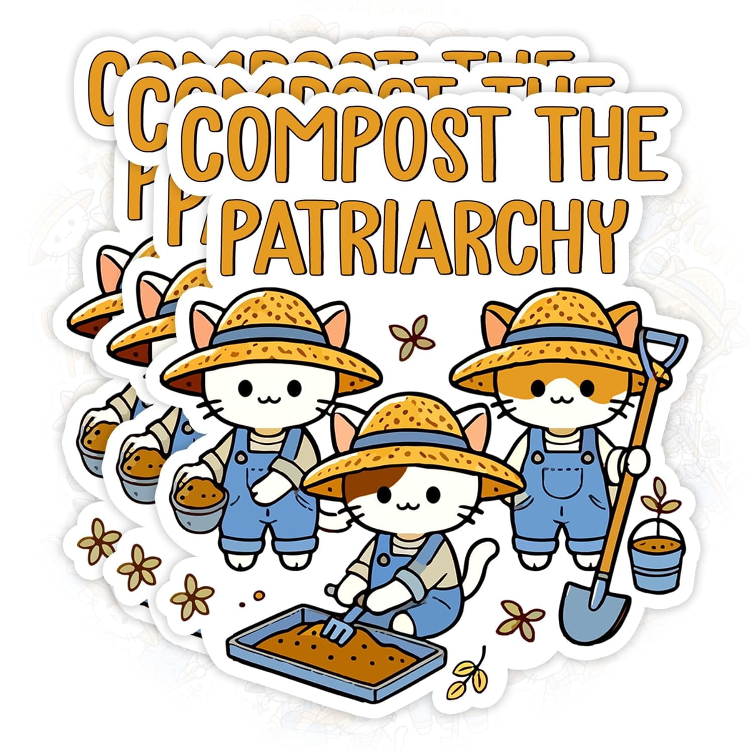 Stickly Cute Cats Compost The Patriarchy Feminist Sticker Homestead ...