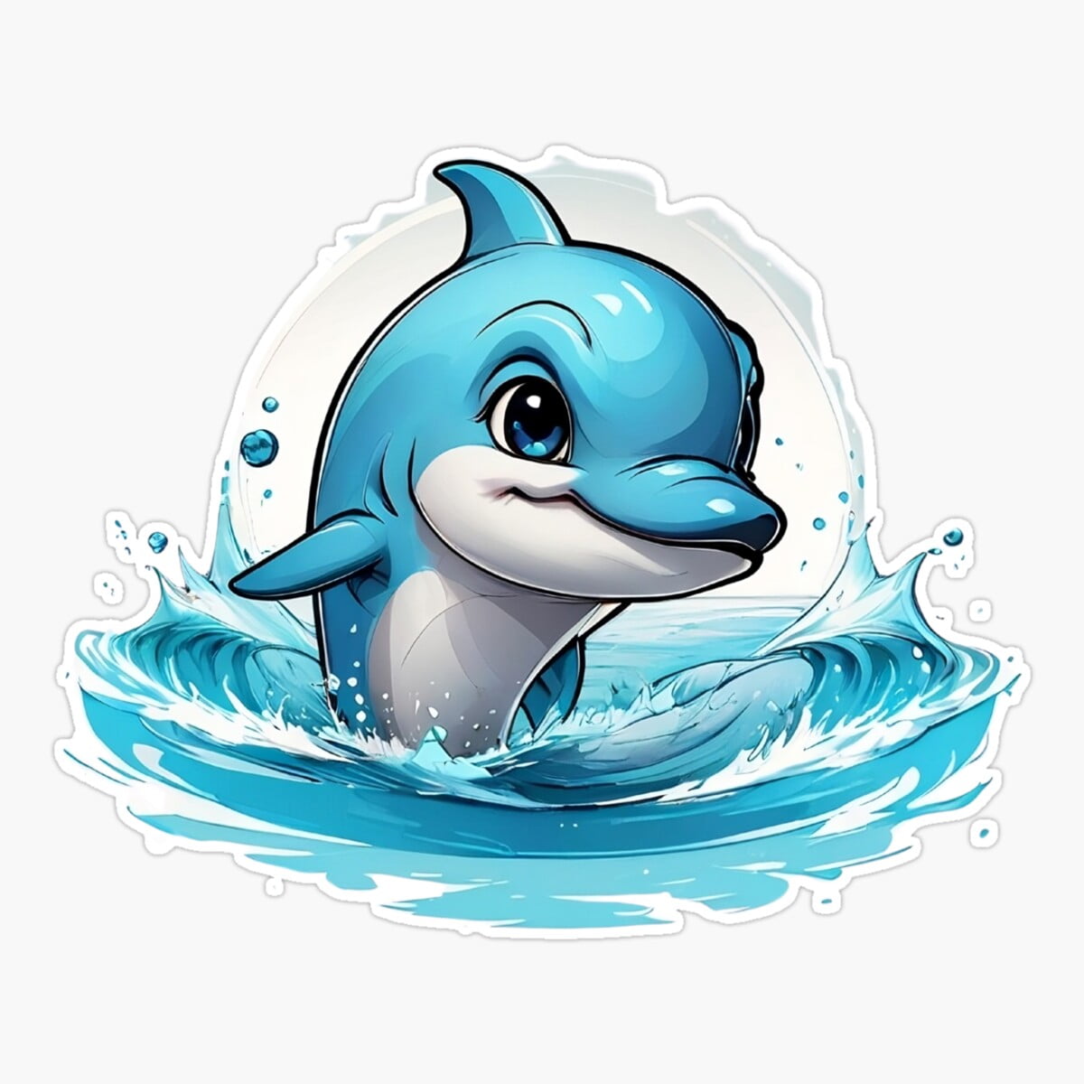 Stickly Cute Dolphin Sticker, Phone Decal Water Bottle Stickers Car ...