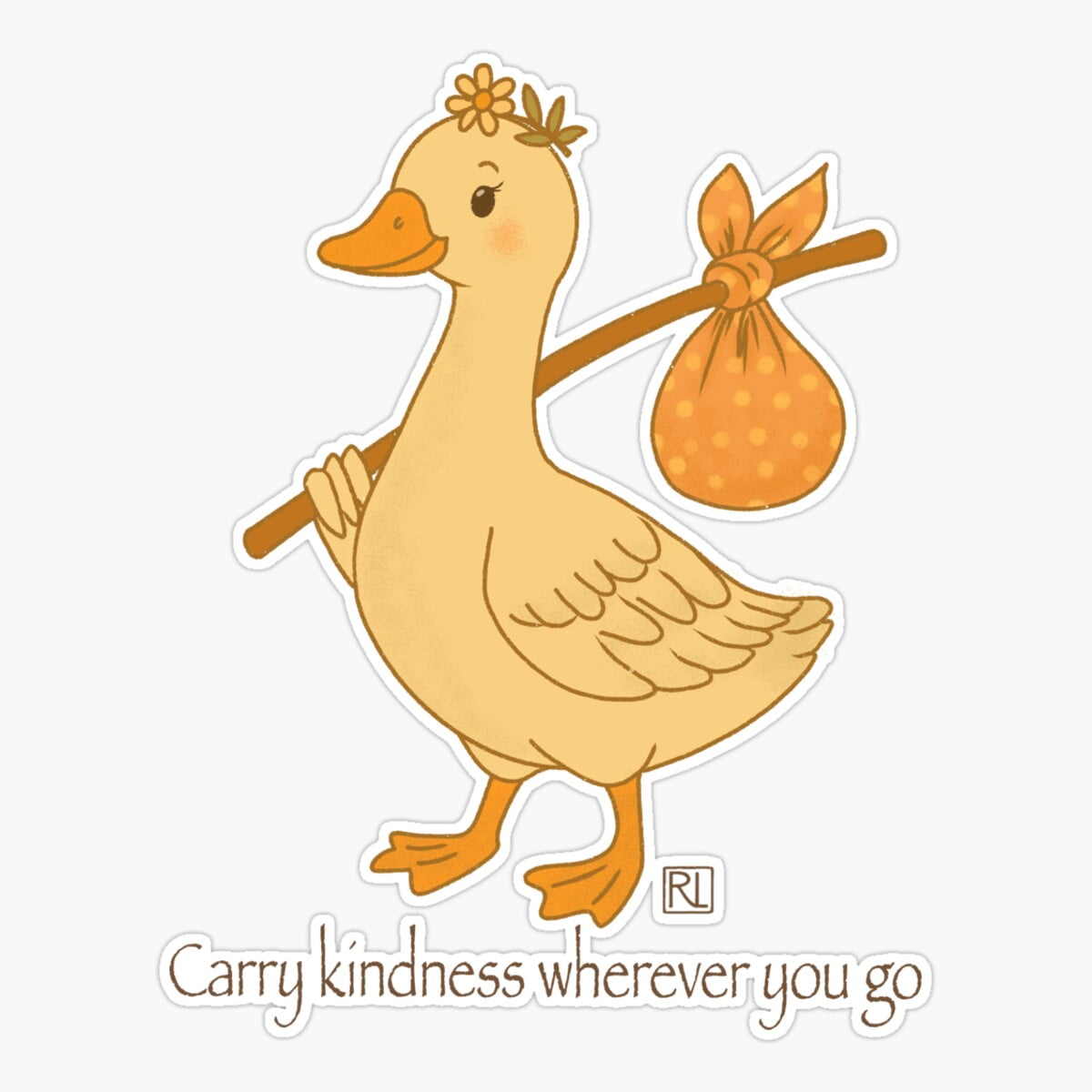 Stickly Cute Goose Sticker- Carry Kindness Wherever You Go- Cute Animal ...