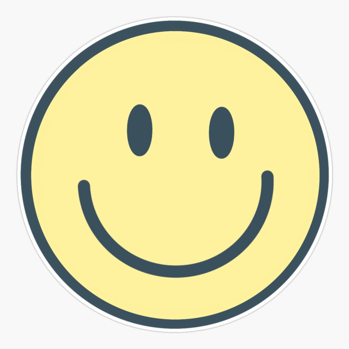 Stickly Cute Smiley Face Yellow And Navy Sticker, Phone Decal Water ...